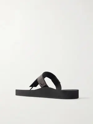 CHRISTEN Edge Lizard-effect Leather Flip Flops