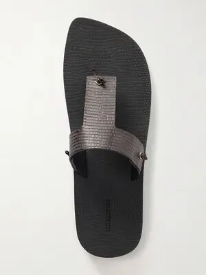 CHRISTEN Edge Lizard-effect Leather Flip Flops