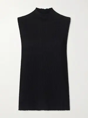 THE ROW Oakson Silk Plissé Turtleneck Sweater