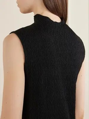 THE ROW Oakson Silk Plissé Turtleneck Sweater