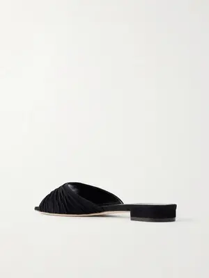 Manolo Blahnik Pirua Pleated Suede Sandals
