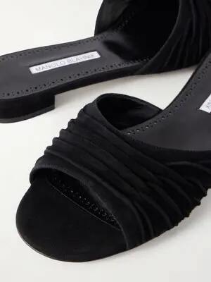 Manolo Blahnik Pirua Pleated Suede Sandals