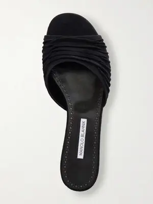 Manolo Blahnik Pirua Pleated Suede Sandals