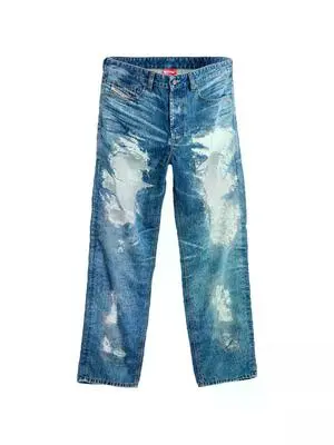 DIESEL® D-macs Distressed Mesh-panel Jeans - Blue