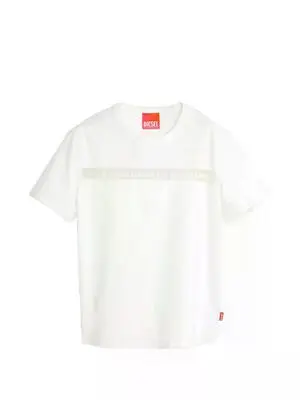 DIESEL® White Slogan Print Crewneck T-shirt - Neutrals