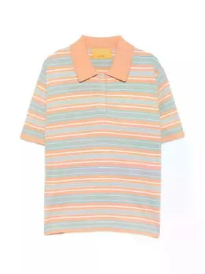 Guest In Residence Horizontal Stripe Polo Top - Orange