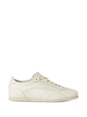 Brunello Cucinelli Deerskin-effect Calfskin Sneakers With Slim Outsole - Neutrals