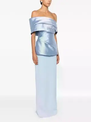 Solace London Off-shoulder Peplum Maxi Dress - Blue