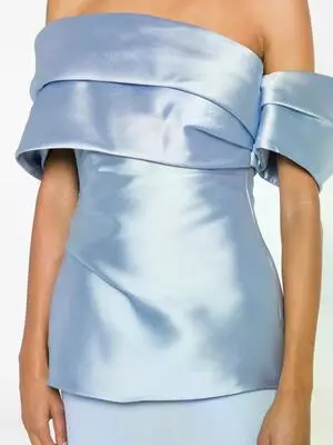 Solace London Off-shoulder Peplum Maxi Dress - Blue