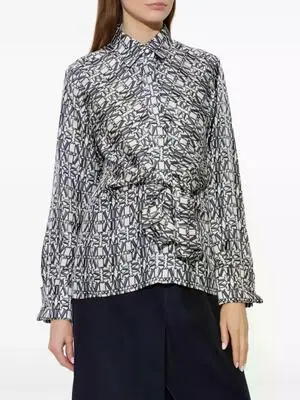 Max Mara Monogram-print Tie-waist Blouse - White