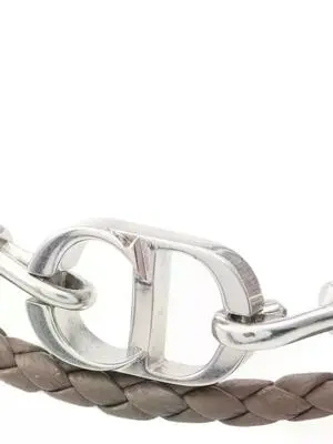 Dior Braided Leather Bracelet With Cd Icon Clasp - Silver