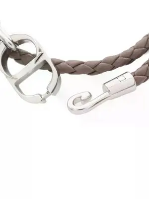 Dior Braided Leather Bracelet With Cd Icon Clasp - Silver