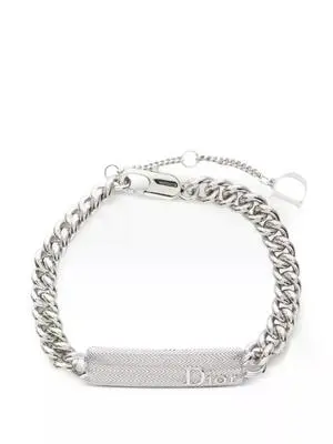 Dior Guilloché Logo-plate Curb Chain Bracelet