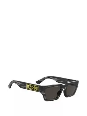 Moschino Logo Plaque Rectangle Frame Sunglasses