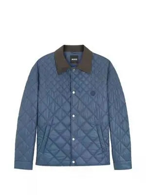 BOSS Quilted Collared Jacket - Blue