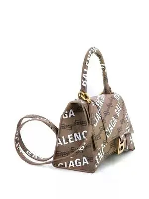 Balenciaga Hourglass Top Handle Bag Monogram Coated Canvas Small Satchel