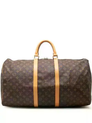 LOUIS VUITTON Monogram Keepall 55 Travel Bag - Brown