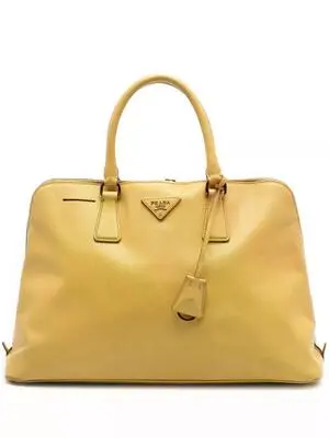 Prada Saffiano Lux Promenade Satchel - Yellow