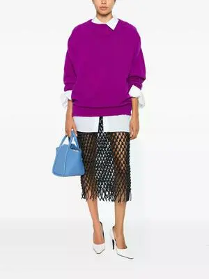 Marie Adam-Leenaerdt Knitted Cardigan With Layered Neckline And Ribbed Trims - Purple