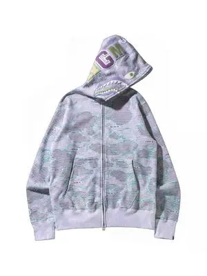 A BATHING APE Text Code Camo Shark Hoodie - Grey