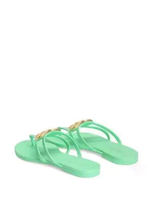 Dolce & Gabbana Rubber Flip Flops With Dg Logo Detailing - Green