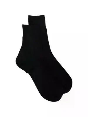 Zegna Ribbed Knit Crew Socks - Black