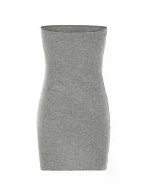 Miu Miu Strapless Logo Patch Mini Dress - Grey