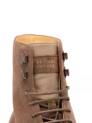 Brunello Cucinelli Lace-up Suede Boots - Brown