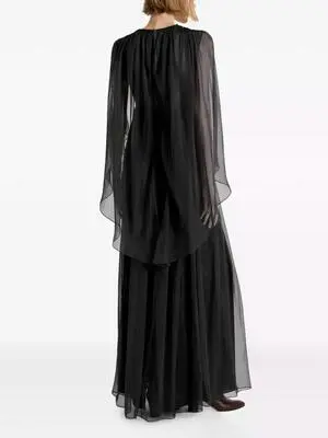 Alberta Ferretti Silk V-neck Gown - Black