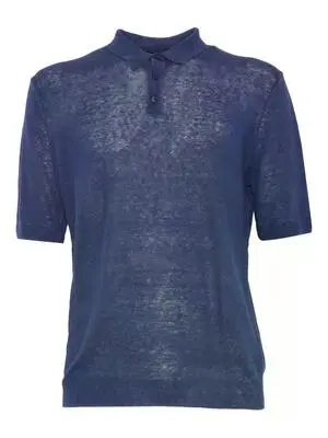 BALLANTYNE Short-sleeve Linen Polo Shirt - Blue