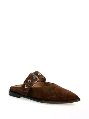Marc O'polo Suede Buckle-strap Pointed-toe Slippers