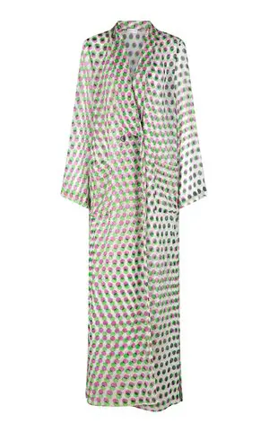 Dries Van Noten Covy Bis' Polka Dot Silk Crepon Long Shirt