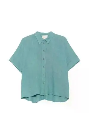 Momoni Elafonissi Short-sleeve Linen Shirt - Blue