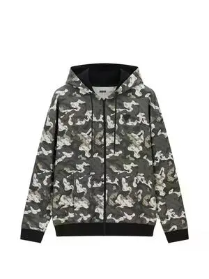 Guess Camouflage-print Full Zip Hoodie - Grey