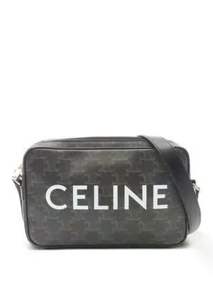 Celine Triomphe Logo Messenger Bag - Black
