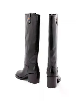 TWINSET Logo Plaque Block Heel Boots - Black