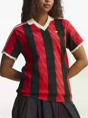 Adidas Striped Short-sleeve Polo Shirt - Red