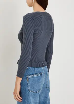 Paige Royce Frill Cardigan - Navy