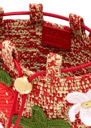 Loewe X Paula's Ibiza Strawberry Raffia Cross-body Pouch