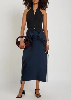 A.W.A.K.E. Mode Panelled Stretch-wool Midi Skirt