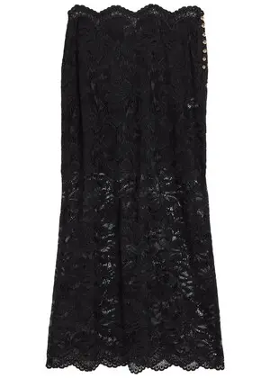 Rabanne Rabanne Stretch-Lace Midi Skirt With Scalloped Trims Black