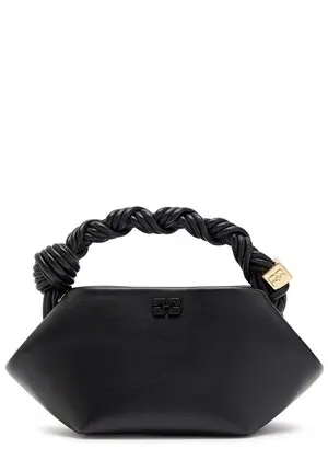 GANNI Bou Mini Leather Top Handle Bag - Black