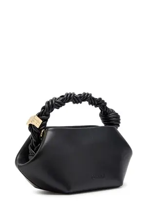 GANNI Bou Mini Leather Top Handle Bag - Black