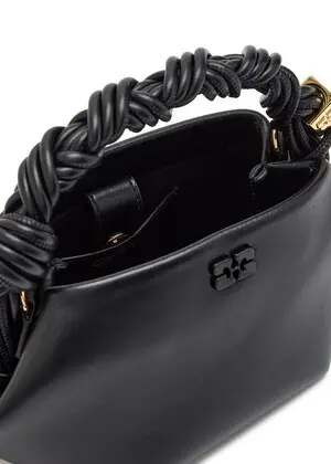 GANNI Bou Mini Leather Top Handle Bag - Black