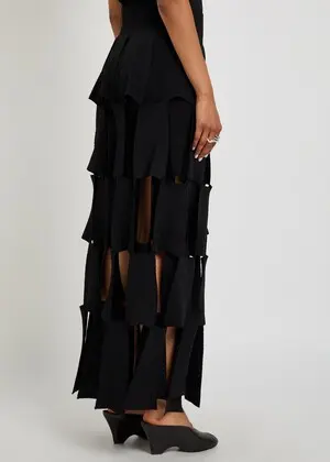 A.W.A.K.E. Mode Panelled Trapeze Knit Midi Skirt
