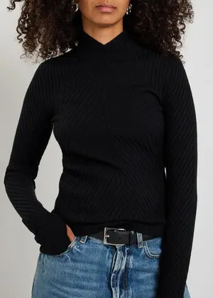Victoria Beckham Georgia Ribbed Merino Wool Jumper