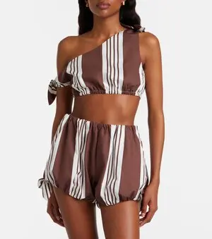 Posse Rosie Asymmetrical Striped Cotton Crop Top