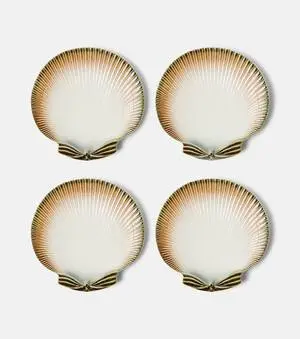 BORDALLO PINHEIRO Oysters And Scallops Set Of 4 Dinner Plates - Multicoloured