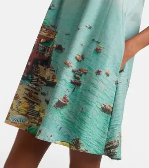 Staud Brio Printed Cotton Mini Dress - Green