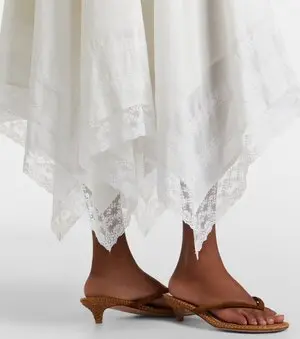 Staud Ainsley Lace-trimmed Cotton Voile Midi Skirt In Ivory - White